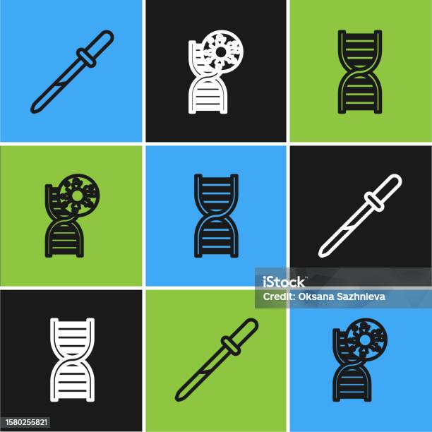 Atur Garis Pipet Simbol Dna Dan Dan Ikon Virus Vektor Ilustrasi Stok ... Atur Garis Pipet Simbol Dna Dan Dan Ikon Virus Vektor Ilustrasi Stok ...
