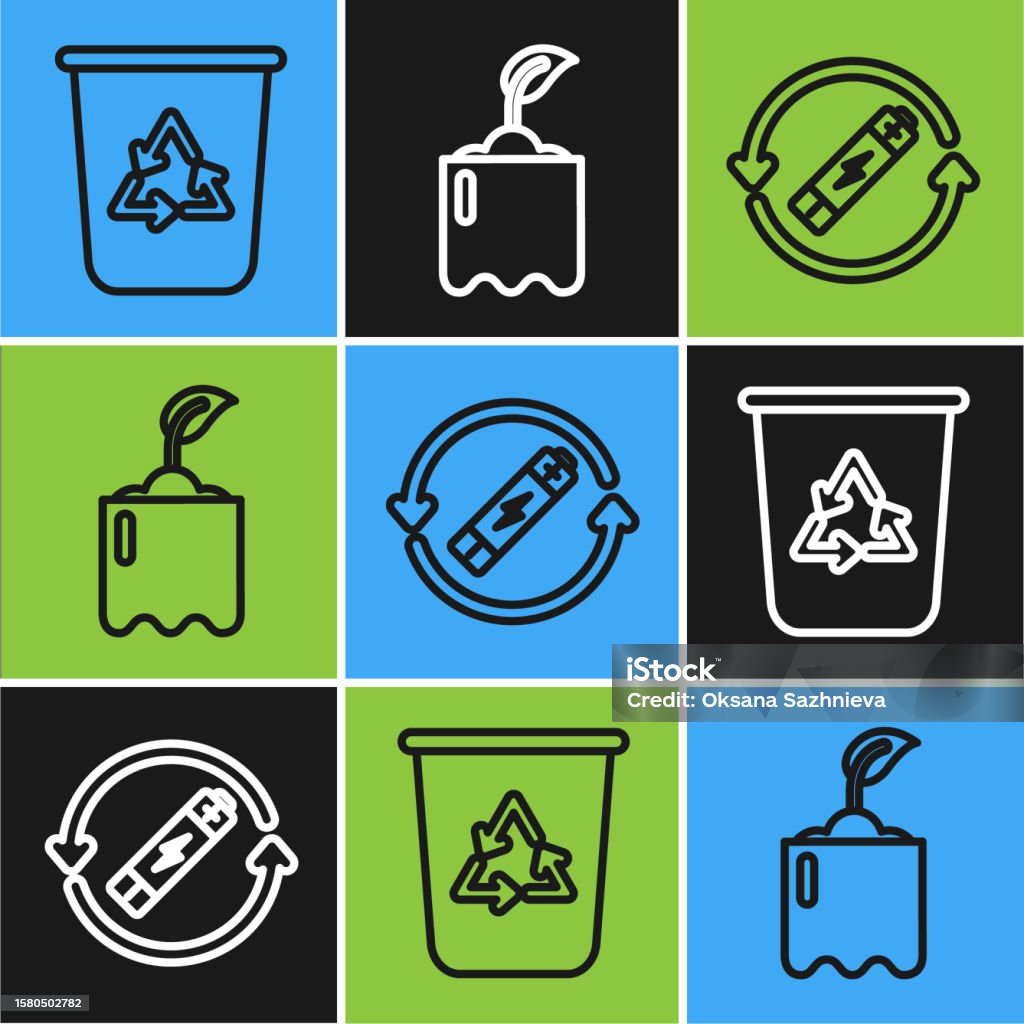 Atur Garis Recycle Bin Dengan Simbol Daur Ulang Baterai Dengan Garis ... Atur Garis Recycle Bin Dengan Simbol Daur Ulang Baterai Dengan Garis ...