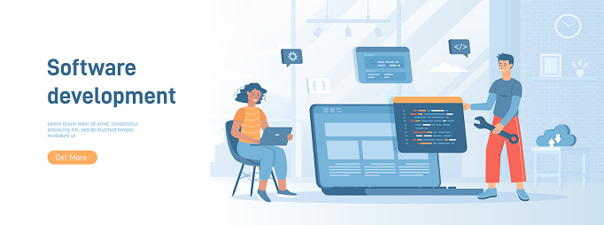 Software Development Programming Coding People Write Code Settings And Testing Developing