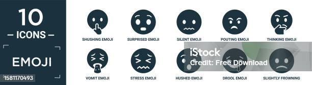Jeu Dicônes Emoji Rempli Contiennent Des Emoji Plats Silencieux Des