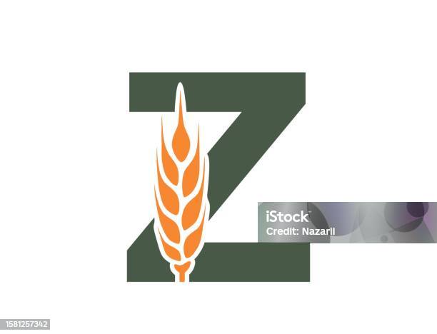 Lettre Z Avec Épi De Blé Logo De La Récolte Et Du Texte Des Aliments
