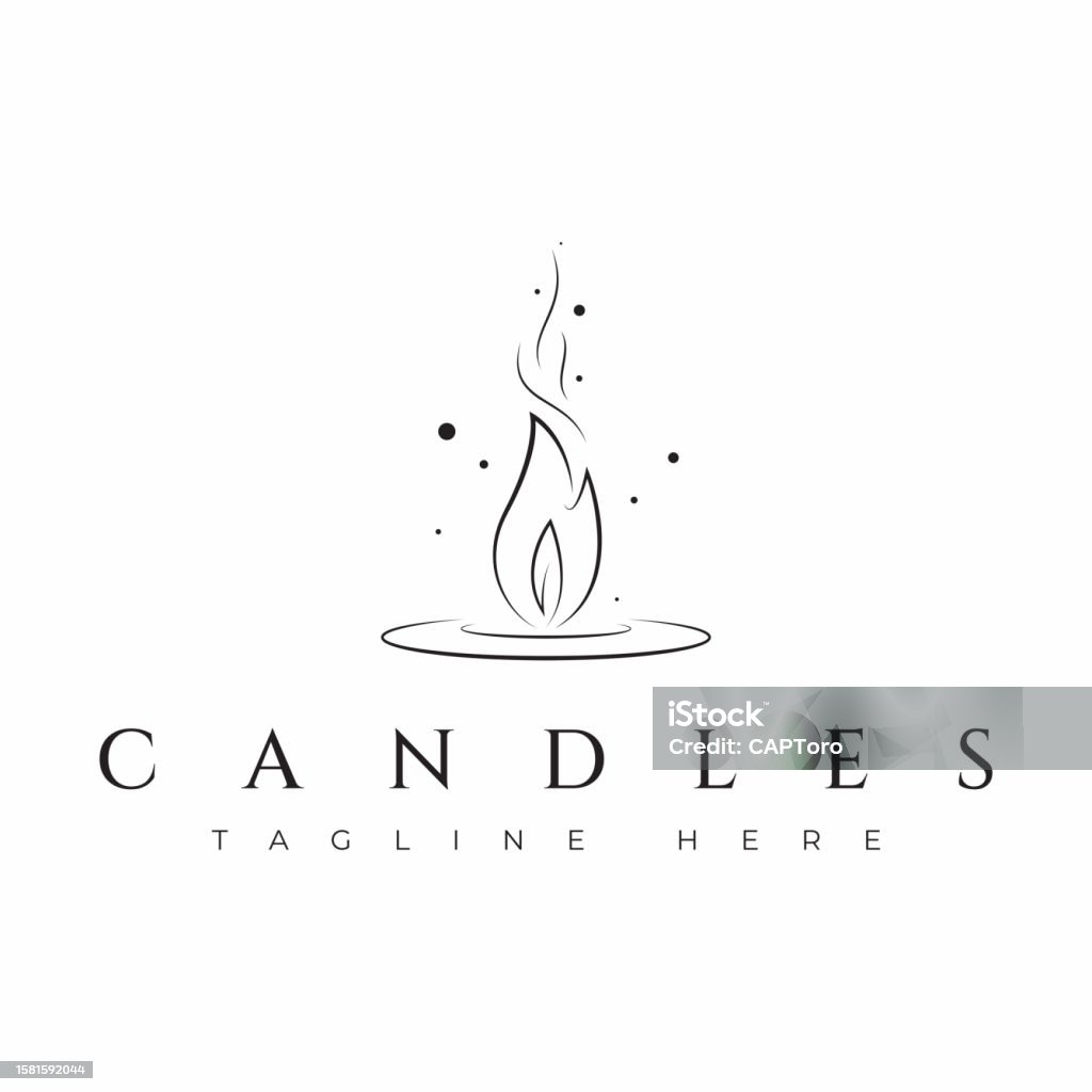 Cahaya Lilin Minimalis Logo Romantis Ornamen Bisnis Mewah Dan Simbol Tanda Dekorasi Ilustrasi