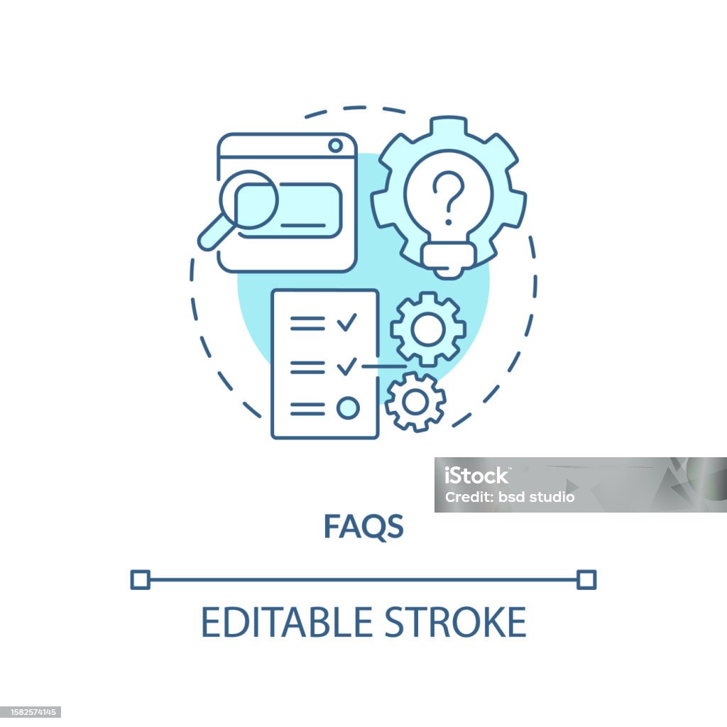 Customizable Faqs Blue Linear Icon Concept Stock Illustration ... Customizable Faqs Blue Linear Icon Concept Stock Illustration ...