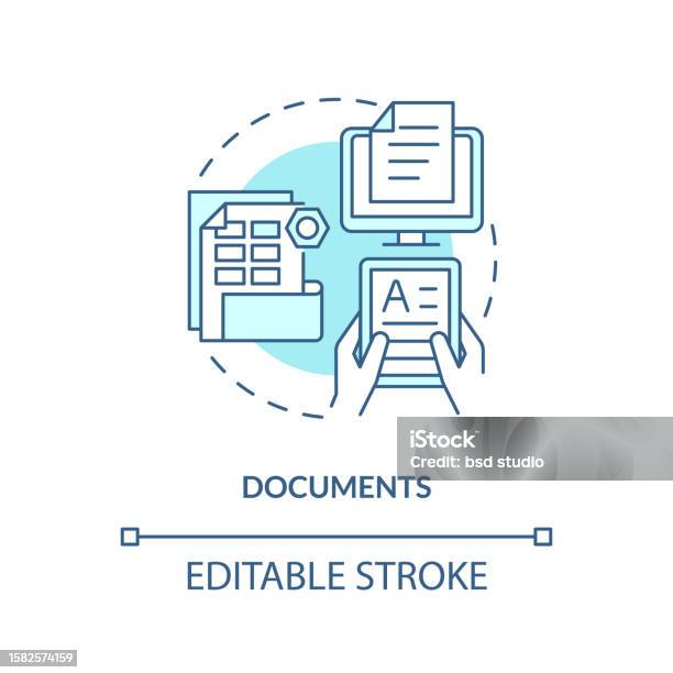 Customizable Documents Blue Linear Icon Concept Stock Illustration ... Customizable Documents Blue Linear Icon Concept Stock Illustration ...