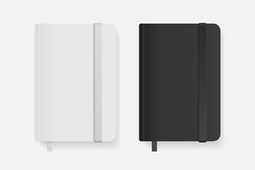 Realistic Detailed 3d White And Black Copybook Template With Elastic ... Realistic Detailed 3d White And Black Copybook Template With Elastic ...