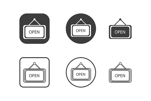 Ouvrir Licône De Signe Design 6 Variations Isolé Sur Fond Blanc