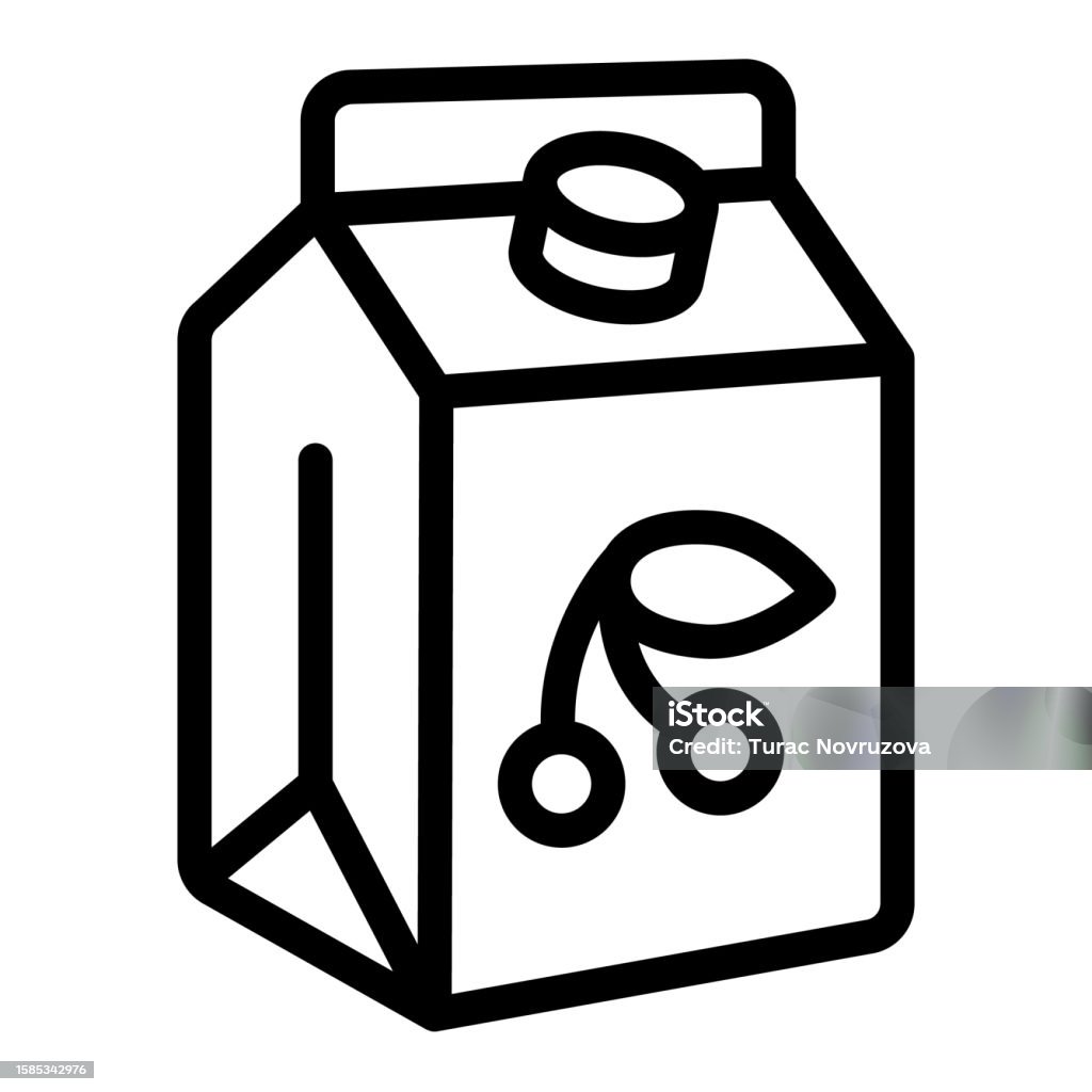 Cherry Yogurt Line Icon Dairy Products Concept Sour Milk Packaging Sign