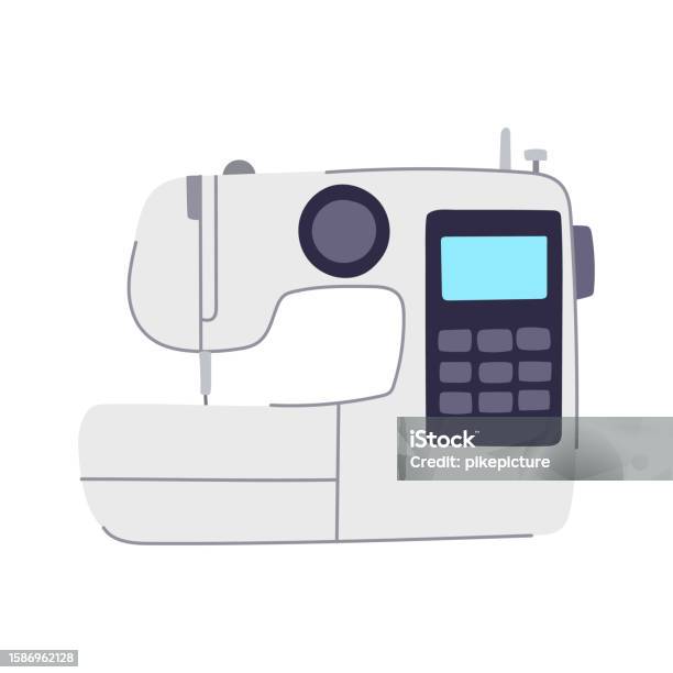 Vintage Sew Machine Cartoon Vector Illustration Stock Illustration
