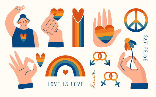 Vector Set Of Lgbtq Community Symbols With Pride Flags Gender Signs