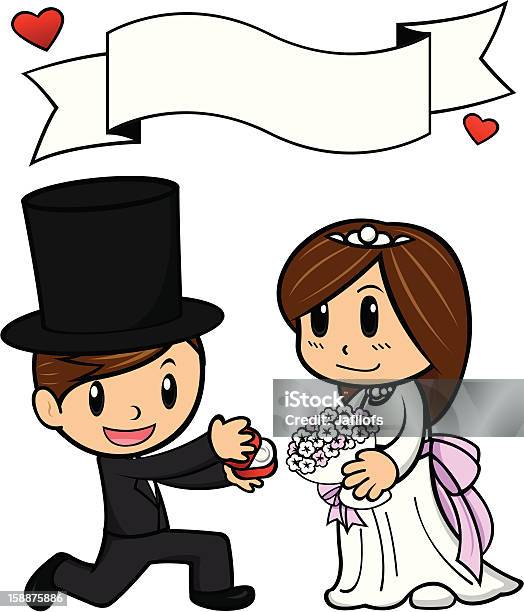 Cartoon Wedding Couple Proposal Stock Illustration Download Image Now