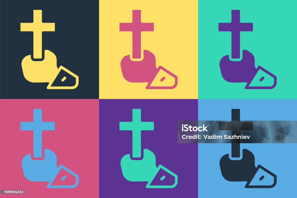 Ilustración De Icono De Cruz Cristiana De Arte Pop Aislado Sobre Fondo