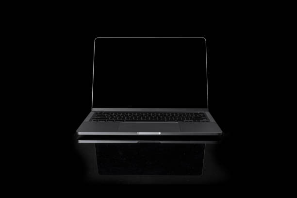 Free Stock Photo of Open laptop on black surface with a minimalistic ...