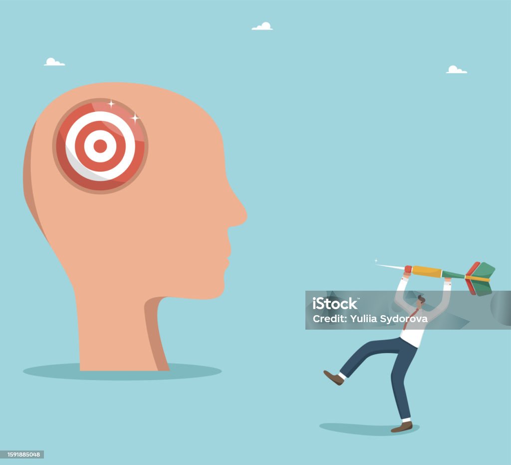 Man Throws Dart At Target On Head Stock Illustration - Download Image ... Man Throws Dart At Target On Head Stock Illustration - Download Image ...