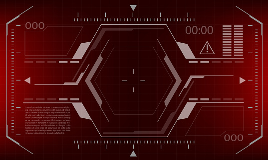 Tampilan Layar Antarmuka Scifi Hud Desain Bahaya Merah Vektor Tampilan