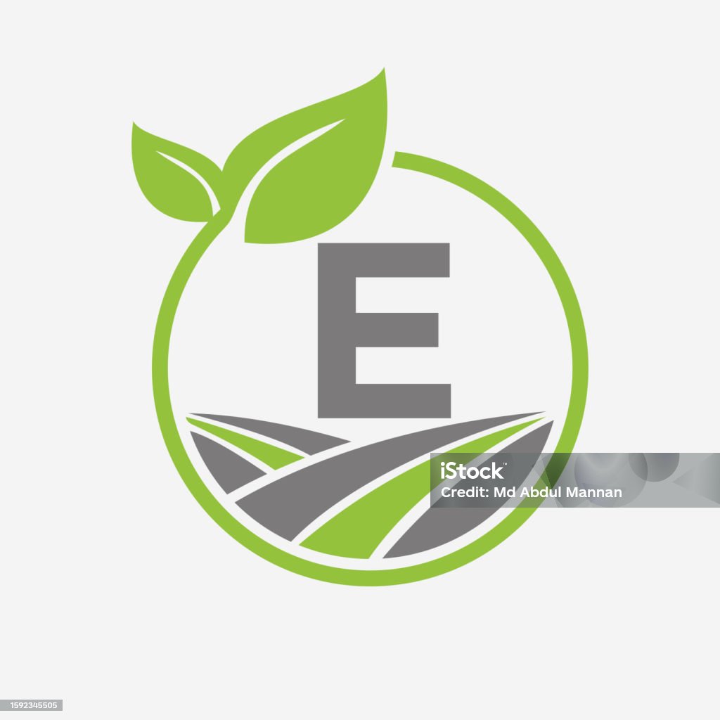 Logo De Lagriculture Sur La Lettre E Avec Le Symbole De La Feuille Et