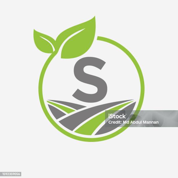 Logo De Lagriculture Sur La Lettre S Avec Le Symbole De La Feuille Et