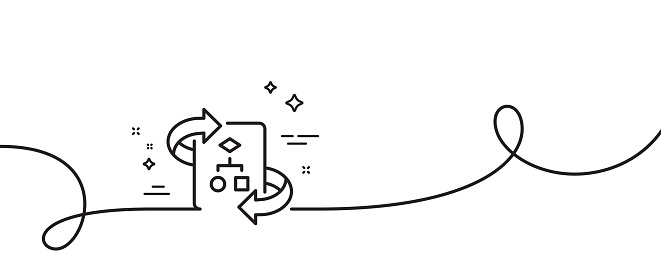 Technical Algorithm Line Icon Project Documentation Sign Continuous Line With Curl Vector Stock