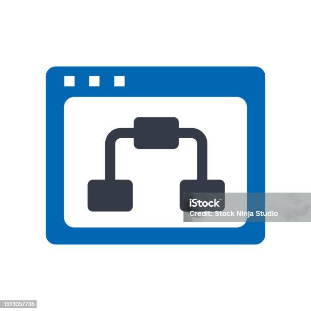 Architecture De Site Icône Bleue Plate Isoler Sur Fond Blanc