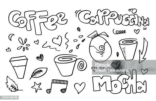 Cute Doodle Cartoon Coffee Shop Icons With Lettering Doodle Style Stock ... Cute Doodle Cartoon Coffee Shop Icons With Lettering Doodle Style Stock ...