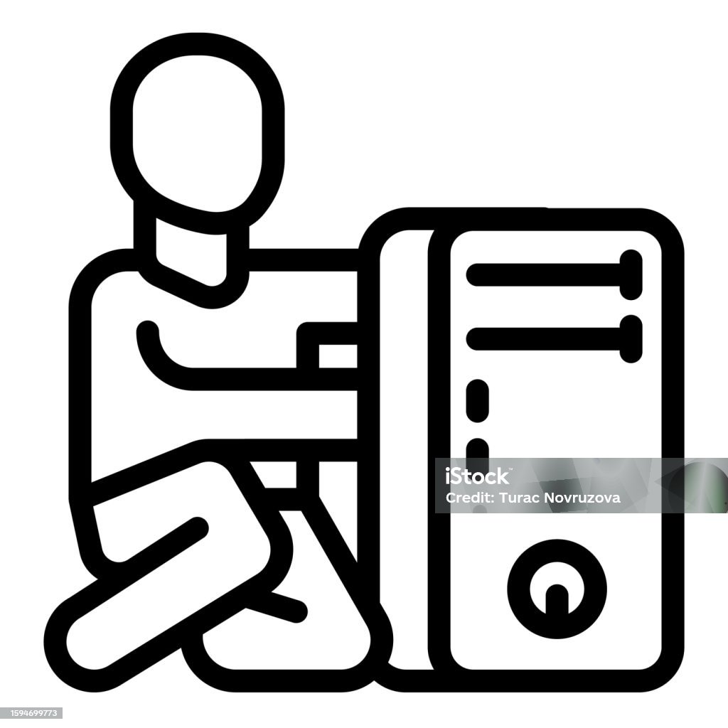 System Unit And Master Line Icon Pcrepair Concept System Unit Master Vector Sign On White
