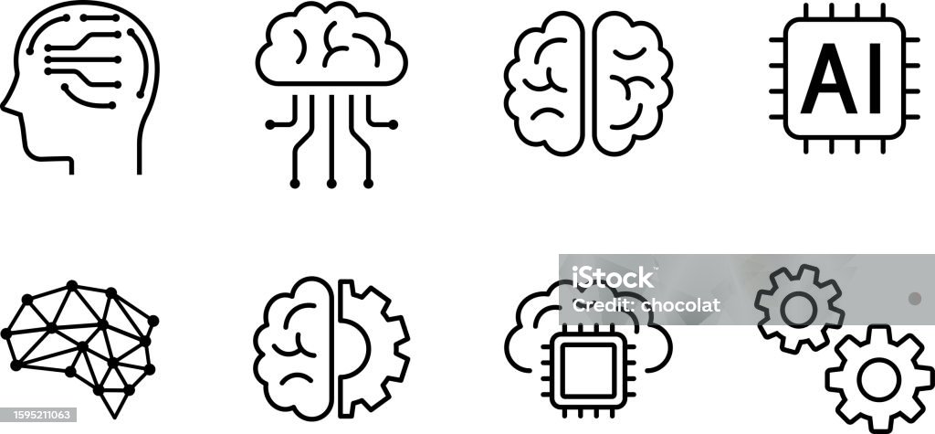 Vector Line Art Ai Image Icon Set Stock Illustration Download Image