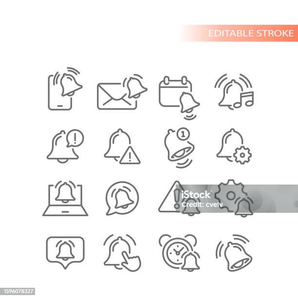 Bell Warning And Notification Line Vector Icons Stock Illustration ... Bell Warning And Notification Line Vector Icons Stock Illustration ...