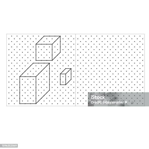 Latar Belakang Kisi Titik Grafik Persegi Gambar Garis Kubus Isometrik