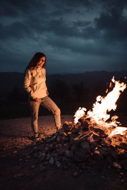 Free Stock Photo of Woman Standing in Front of Fire | Download Free ...