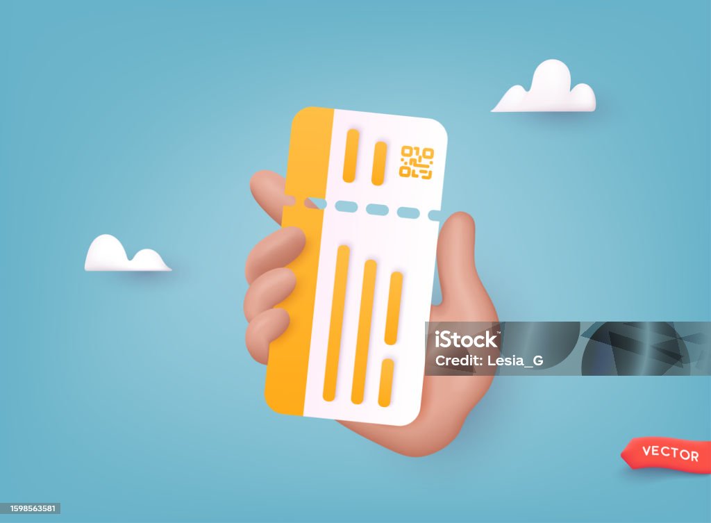 Hand Holding Boarding Pass Tickets Air Travel Concept Buying Tickets