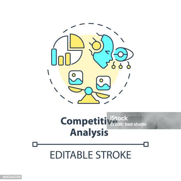 Concept Dicône De Ligne Danalyse Concurrentielle Personnalisable En 2d