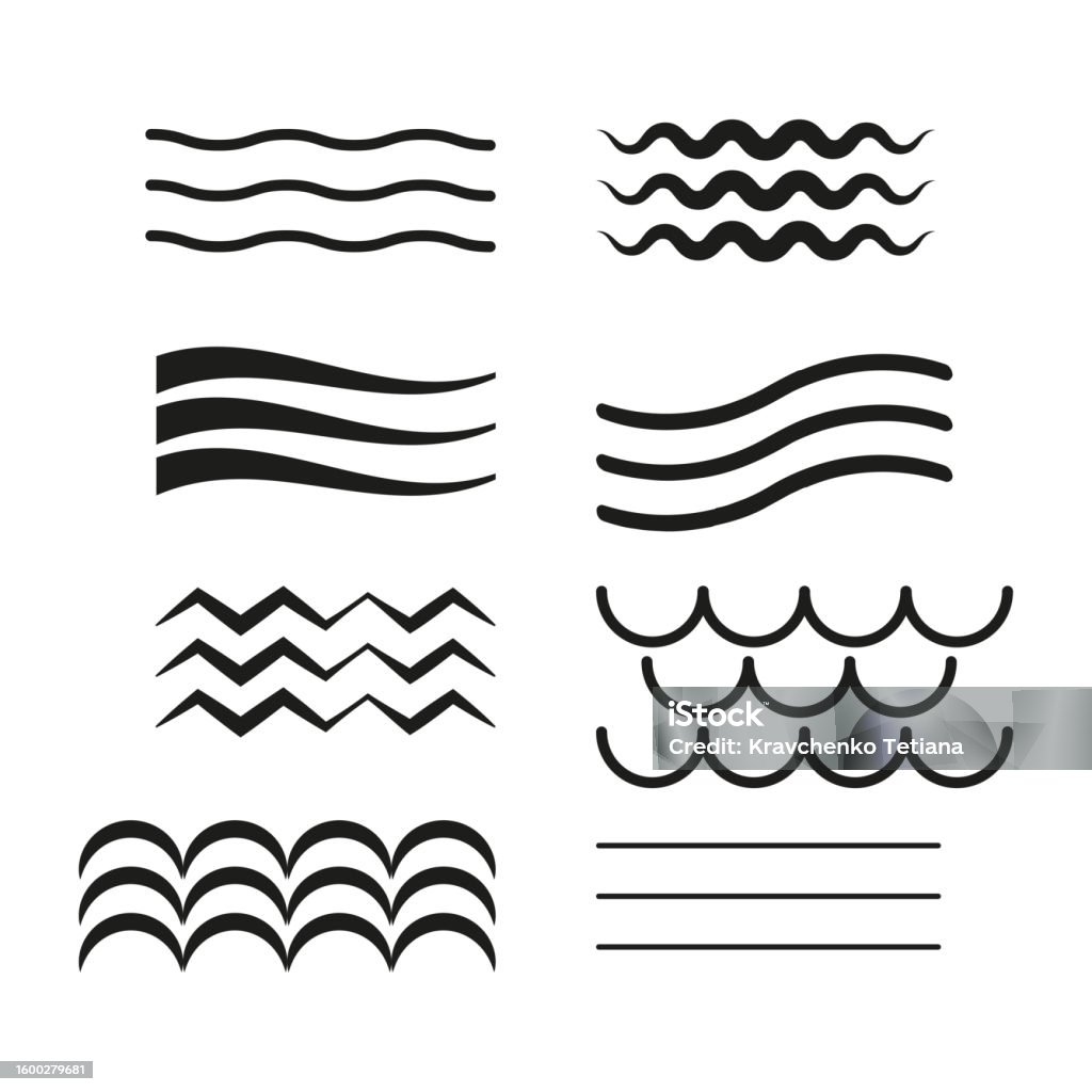 Ensemble De Collection Dondes De Lignes Minces Illustration Vectorielle