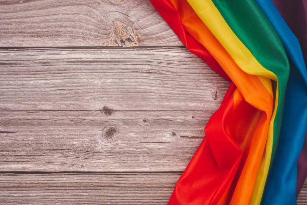 110 Bandera Del Arco Iris Lgbt Textura De Seda Fotografías De Stock