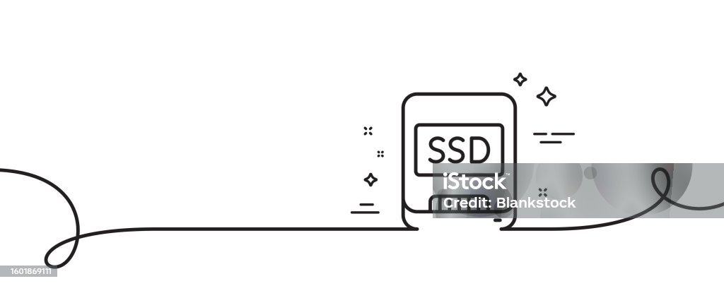 Ssd Line Icon Computer Memory Component Sign Data Storage Continuous