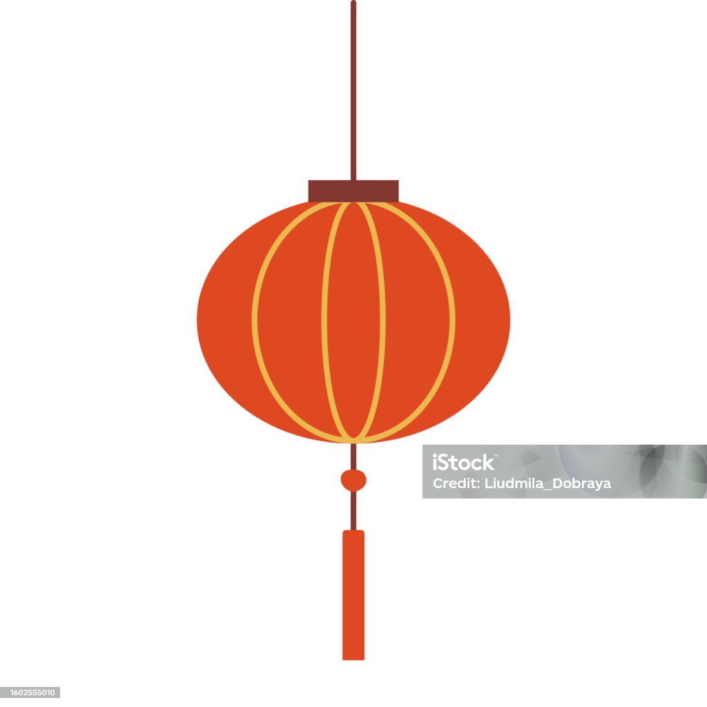 Red Chiness Lantern For Decoration On White Background Chinese Traditional Symbol Vector