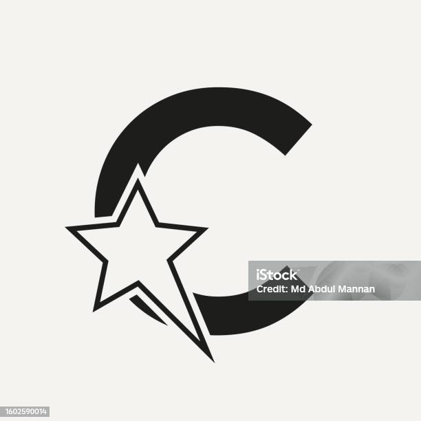 Logo Détoile Sur La Lettre C Modèle Vectoriel De Symbole Détoile En
