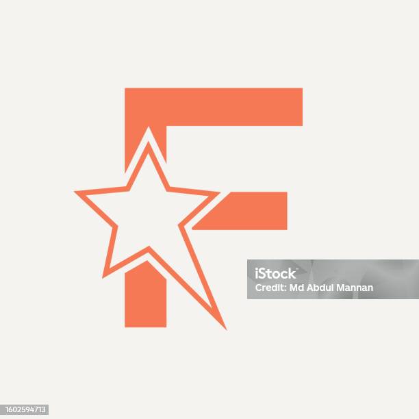 Logo Détoile Sur La Lettre F Modèle Vectoriel De Symbole Détoile En