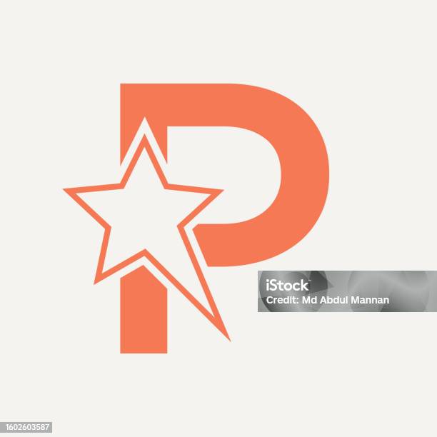 Logo Détoile Sur La Lettre P Modèle Vectoriel De Symbole Détoile En