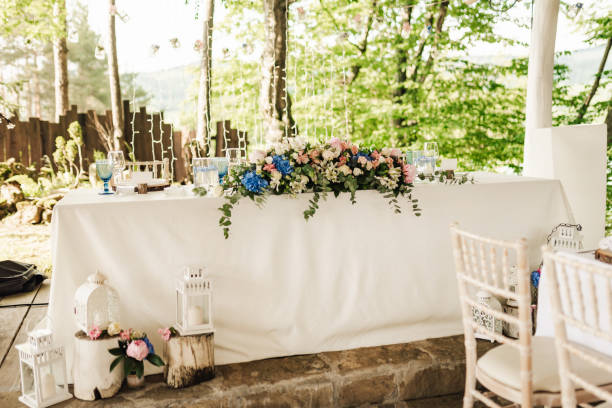 Free Stock Photo of Wedding Reception Table Set Up Under Tree ...