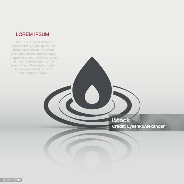 Ikon Tetesan Air Dalam Gaya Datar Ilustrasi Vektor Cair Pada Latar