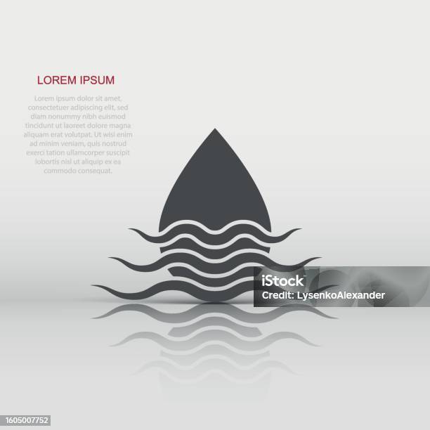 Ikon Tetesan Air Dalam Gaya Datar Ilustrasi Vektor Cair Pada Latar