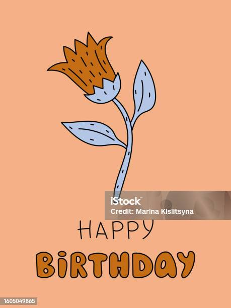 Kartu Ucapan Selamat Ulang Tahun Yang Lucu Dengan Bunga Ilustrasi Stok ... Kartu Ucapan Selamat Ulang Tahun Yang Lucu Dengan Bunga Ilustrasi Stok ...