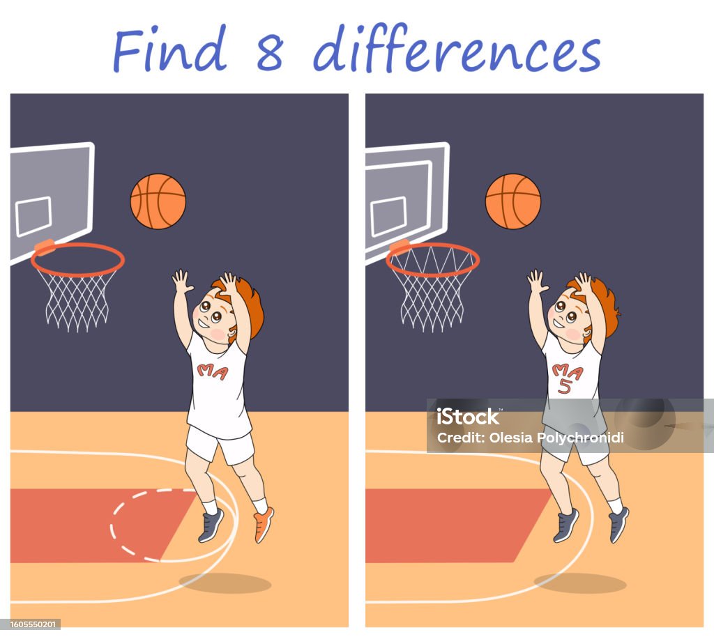 Temukan 8 Perbedaan Pemain Bola Basket Melompat Untuk Menembak ... Temukan 8 Perbedaan Pemain Bola Basket Melompat Untuk Menembak ...