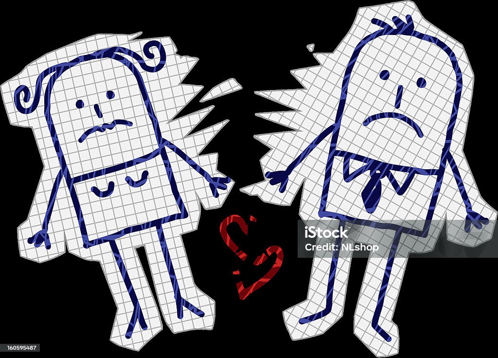 Divorcing Couple On Checked Piece Of Paper Stock Illustration