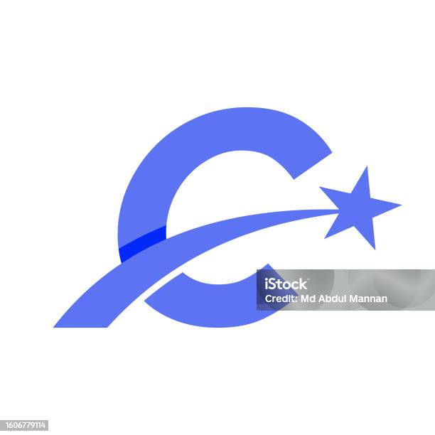 Logo Détoile Sur La Lettre C Modèle Vectoriel De Symbole Détoile En