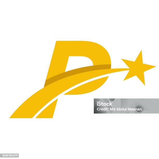 Logo Détoile Sur La Lettre P Modèle Vectoriel De Symbole Détoile En