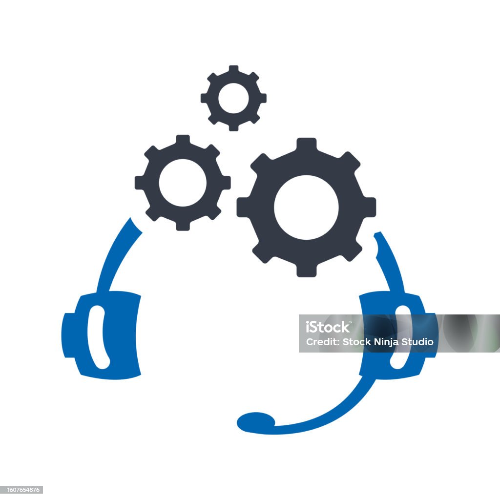 Support Technique Icône Bleue Plate Isoler Sur Fond Blanc Illustration