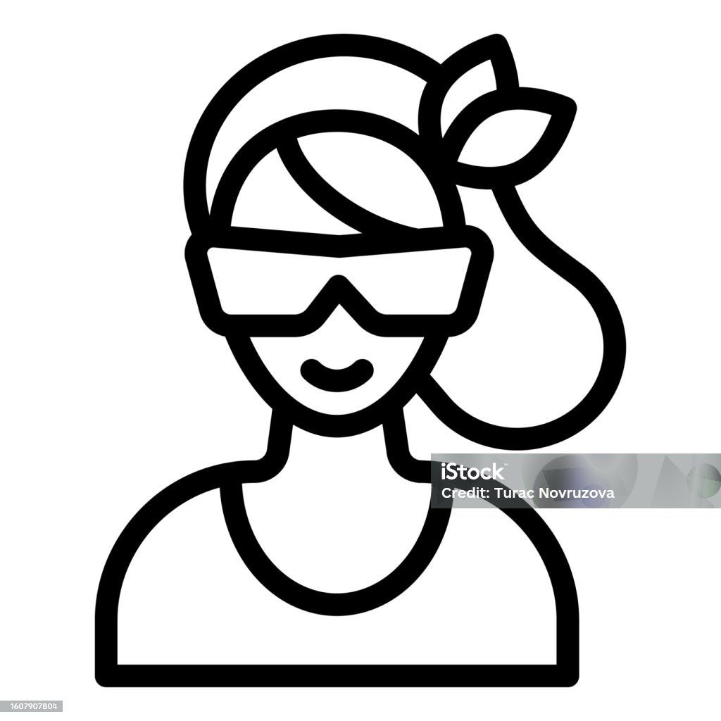 Women Face With Sunglasses Line Icon Beauty Salon Concept Young Woman