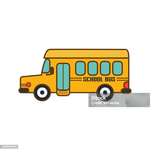 Icône De Dessin Animé Dautobus Scolaire Isolée Sur Fond Blanc
