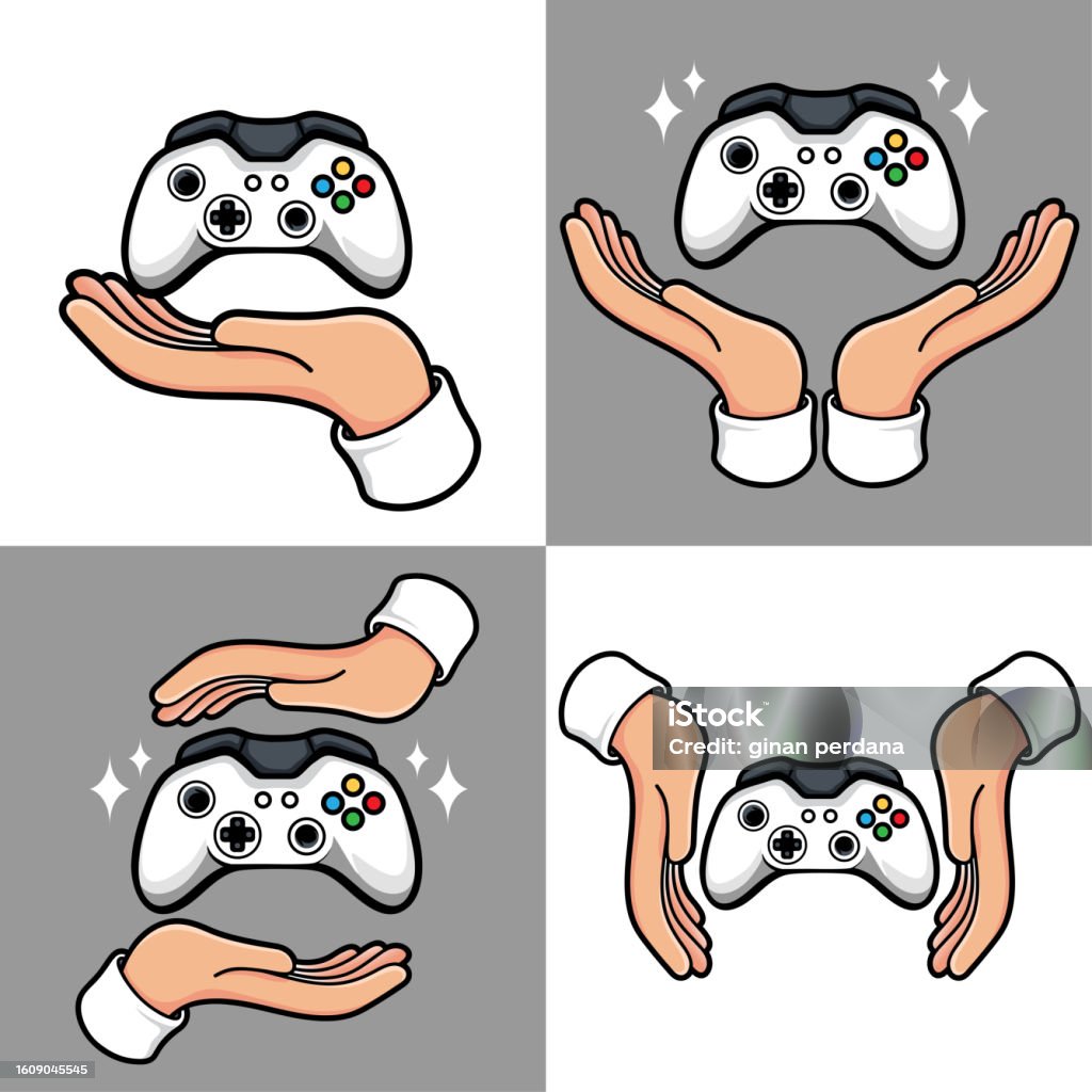 Hands With Game Console Stick Set Stock Illustration Download Image