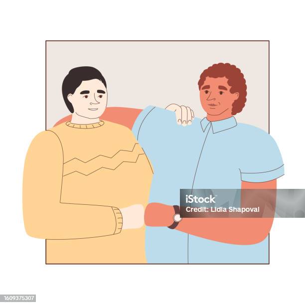 Two Young Smiling Happy Men Friends Stock Illustration - Download Image ... Two Young Smiling Happy Men Friends Stock Illustration - Download Image ...